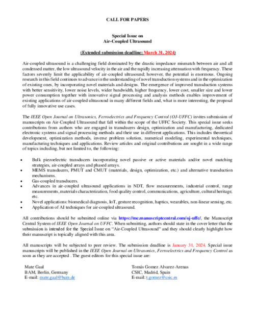 Call for Papers | IEEE UFFC Call for Papers | IEEE UFFC
